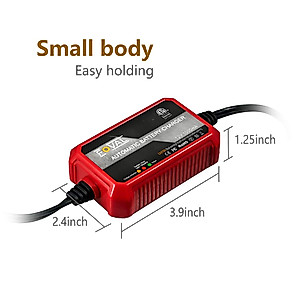 [2-Pack] FOVAL Fully Automatic Trickle Charger, 1000mA 12V Smart car Battery Charger, Battery Maintainer, Float Charger for Motorcycle Car Lawn Mower Boat SLA ATV Wet Gel Cell Lead Acid Batteries