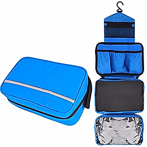 Relavel Cosmetic Pouch Toiletry Bags Travel Business Handbag Waterproof Compact Hanging Personal Care Hygiene Purse (Blue)