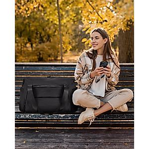 BAGSMART Travel Duffle Bag, Weekender Bags for Women Large Carry on Overnight Bag, Gym Bag with Trolley Sleeve, Personal Item Travel Bag Workout Dance Bag, Black