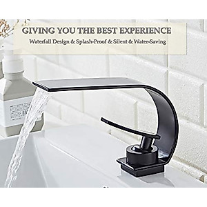 becola Matte Black Bathroom Faucet, Modern Single Hole Bathroom Faucet, Low Arc Brass Ceramic Valve Vanity Sink Faucet, Single Handle 1 Hole / 3 Holes Hot and Cold Water Mixer Tap - Matte Black