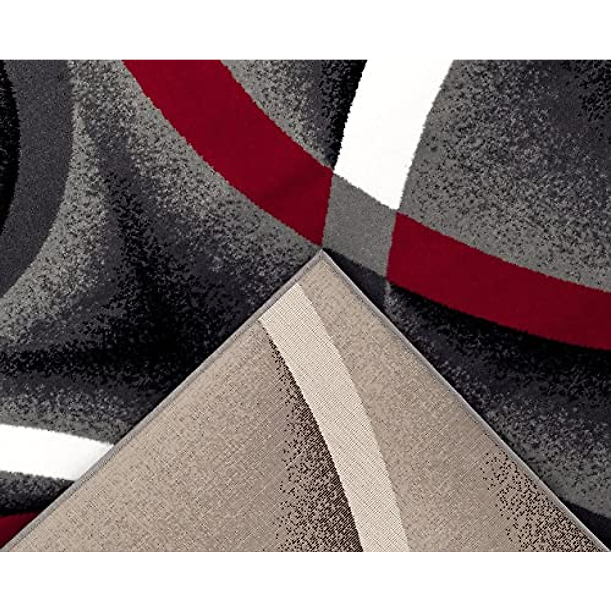 Persian Area Rugs 2305 Gray Black Red White 6 x 9 Modern Abstract Area Rug Carpet