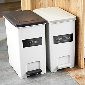 Recycling Stickers for Trash Cans - Set of 6 | Durable Labels