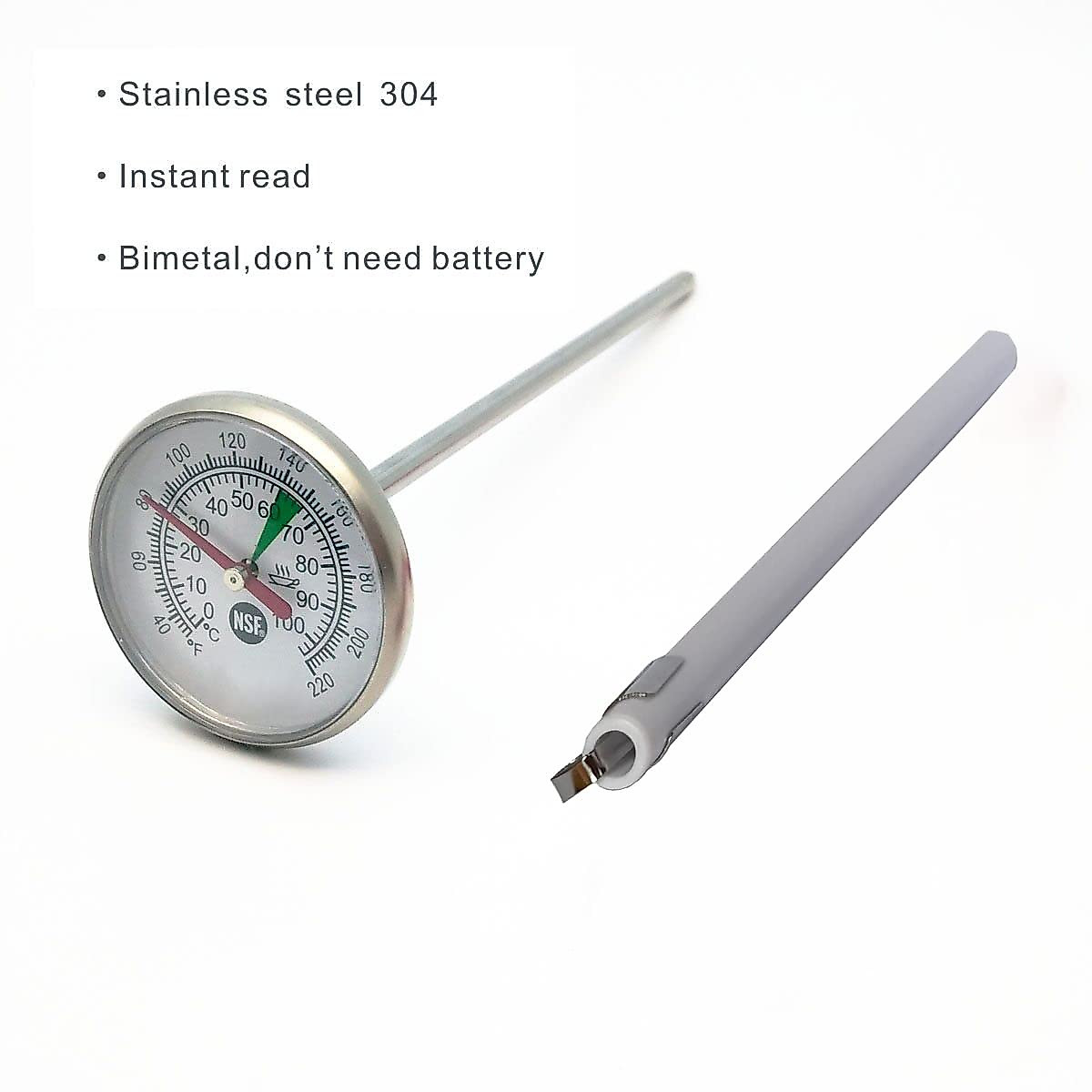 Efengcook 1 3/8 Inch Dial Milk Coffee Food Thermometer with Clip,Best Instant Read Thermometer for The Coffee Drinks,Chocolate Milk Foam,Meat Cooking