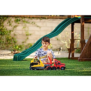 CAT Construction Toys, Heavy Movers, Semi Firetruck and Trailer with Bulldozer, Lights & Sounds, Ages 3 and up