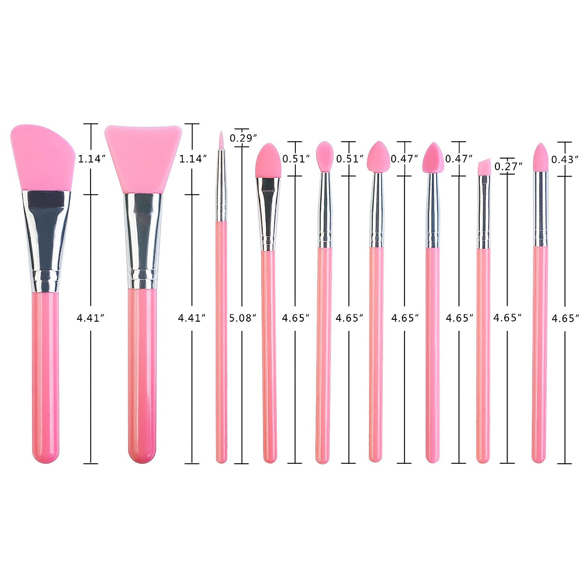 LORMAY 9 Pcs Silicone Makeup Brush Set: Applicator for Face Care, Eyeliner, Eyebrow, Eye Shadow, Lip Makeup and UV Epoxy Resin Crafts (Pink)