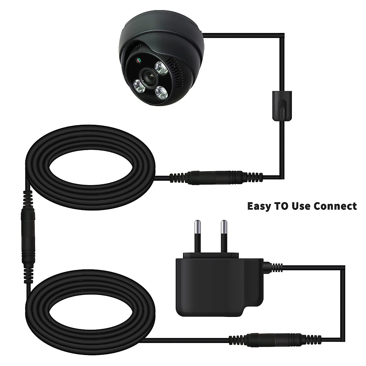 DaFuRui 5Pcs Male to Female DC Extension Cable 3.3ft/1Meter, 5.5mm x 2.1mm Extension Cord DC Plugs Extension Cable 12V Led Extension Cable for CCTV Security Camera and 5~24VDC LED Light Strips