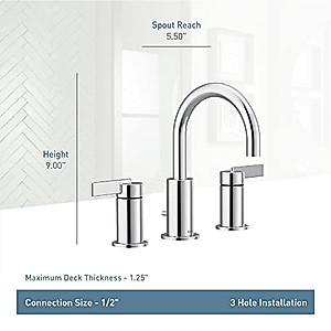 Moen T6222BG CIA Collection 8 in. Widespread 2-Handle High-Arc Bathroom Faucet Trim Kit, Valve Required, Brushed Gold