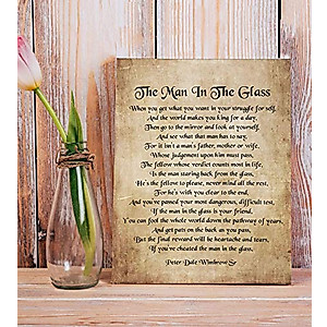 Peter Dale Wimbrow Sr.-"The Man In The Glass"- Inspirational Poem Page Print- 8 x 10" Poetic Wall Art. Distressed Parchment Print-Ready To Frame. Home-Office-Study Decor. Great Gift for Poetry Fans!