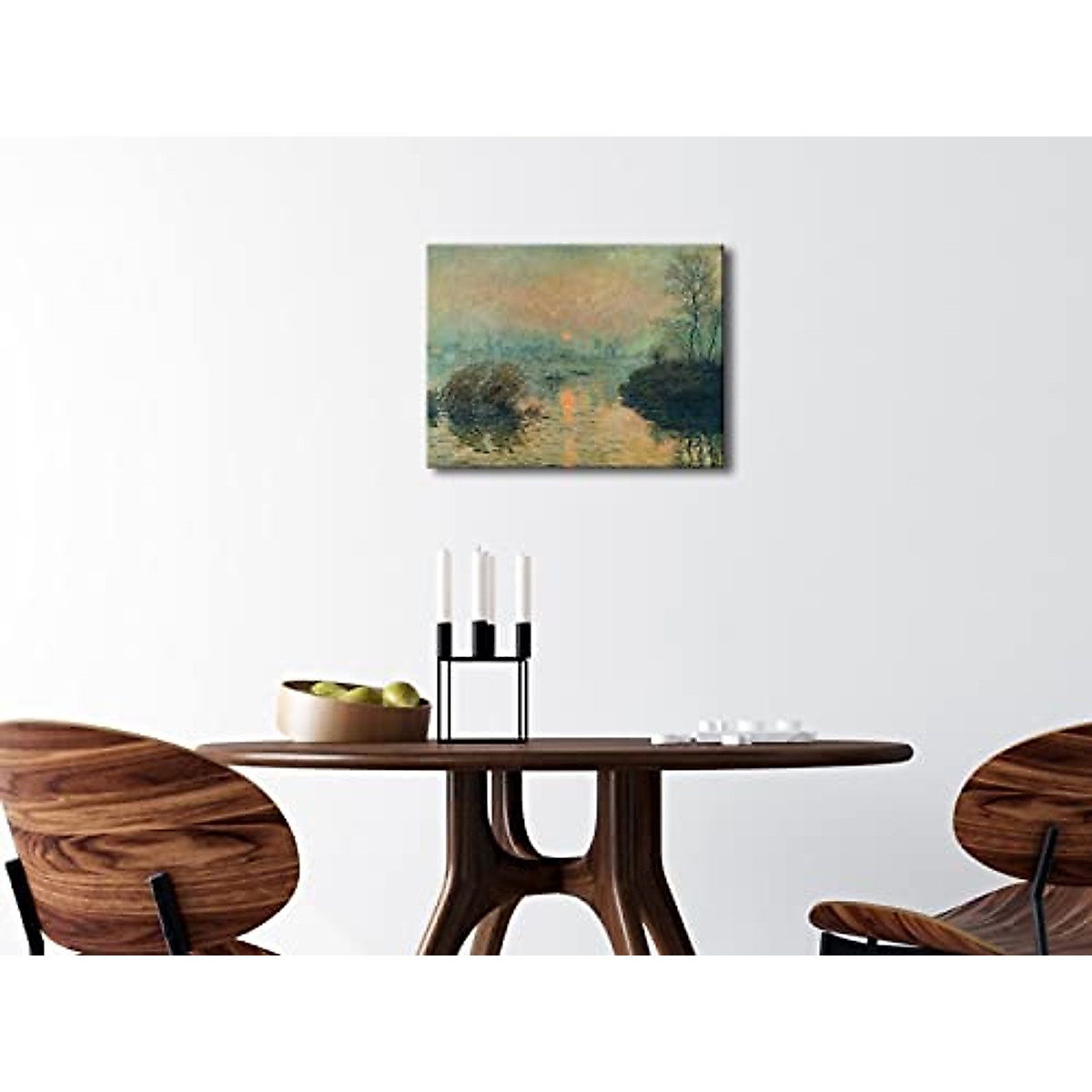 Wieco Art Canvas Wall Art Sunset on the Seine at Lavacourt, Winter Effect by Claude Monet Oil Paintings Canvas Prints Landscape Pictures Artwork on Canvas for Home Decorations