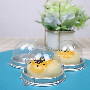 EchoDone 50 Set Clear Plastic Mini Cupcake Boxes Muffin Pod Dome Muffin Single Container Box Wedding Birthday Gifts Boxes Supplies (Silver)