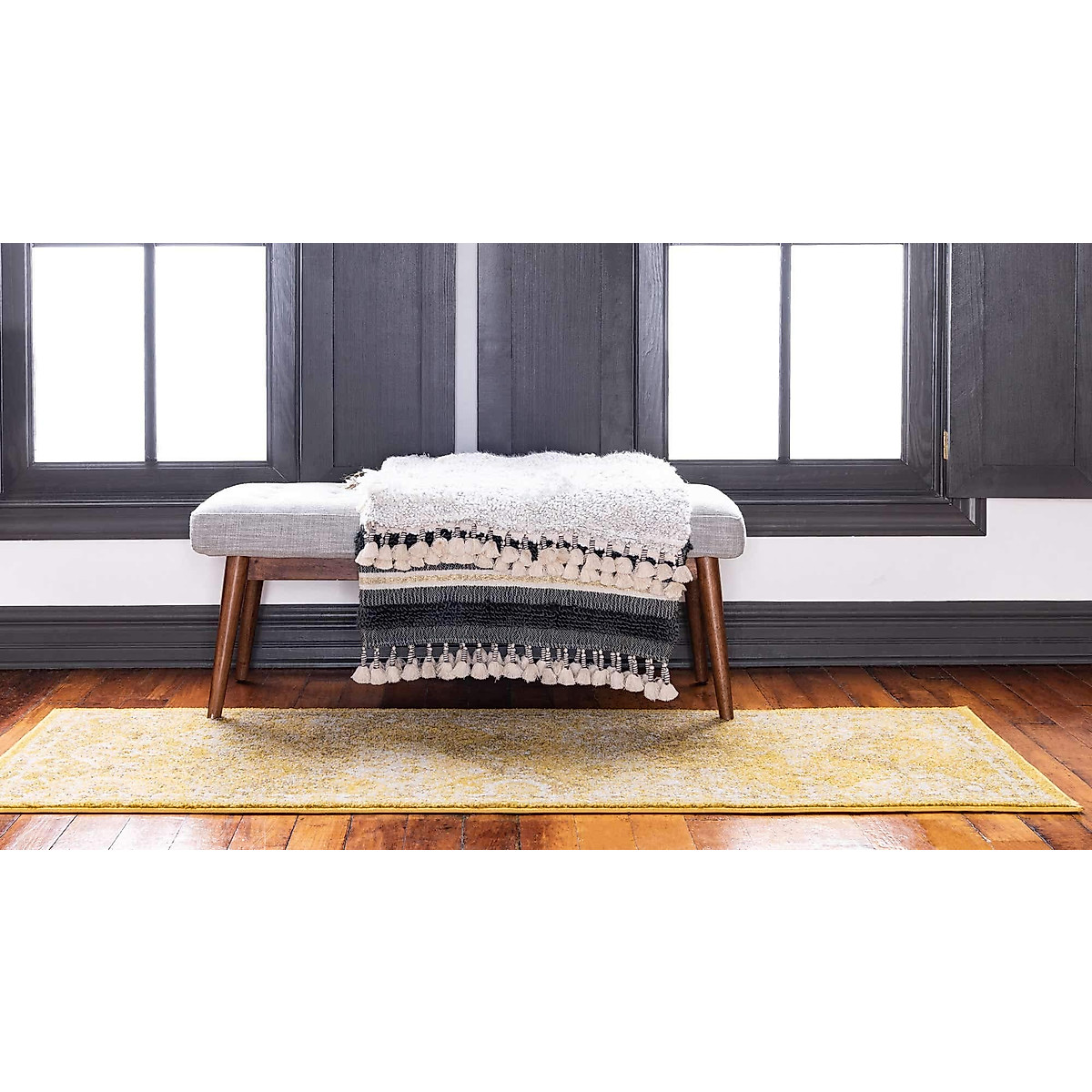 Unique Loom Penrose Collection Area Rug - Blake (2' 2" x 6' 1" Runner, Yellow/ Beige)