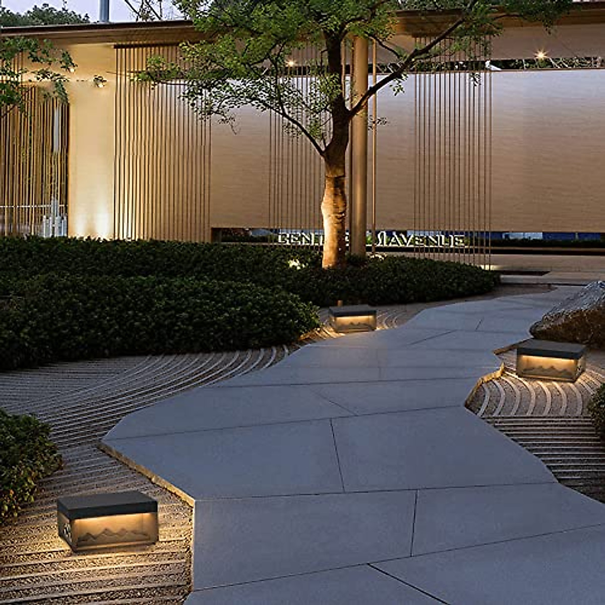 JSBDPHW Solar Pillar Lamp Outdoor Waterproof Lawn Light Metal Square LED Post Light Villa Fence Column Light Acrylic Lamp Shade Garden Gate Base Light