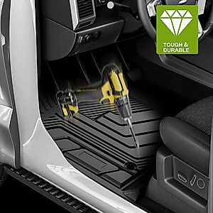 AUTOSAVER88 Floor Mats Compatible for 2018-2023 Toyota Tacoma Double Cab, Custom Fit TPE All Weather Car Liners, 1st & 2nd Row Floor Liners, Black