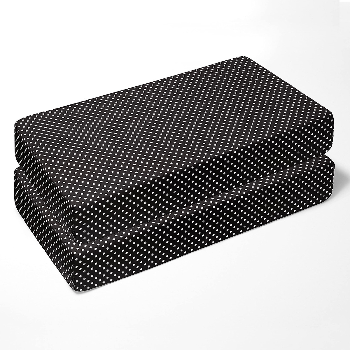 Bacati - 2 Pack Pin Dots Girls 100% Cotton Universal Baby US Standard Crib or Toddler Bed Fitted Sheets (PIN DOTS, Black/White)