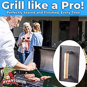 Pro Grade, Pre Seasoned Cast Iron Grill Weight 2Pk. Heavy Duty Steak and Burger Press with Wooden Handle for Grills, Griddles and Flattops. Perfect Gadget for Bacon, Paninis, Sandwiches and Vegetables