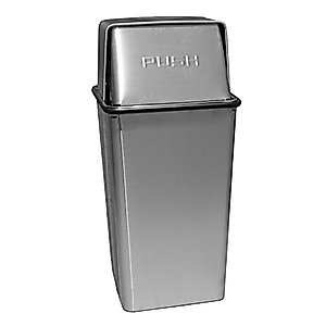 Witt Industries 13HTSS Stainless Steel 13-Gallon Waste Watcher Hamper and Push Top Receptacle, Legend "Push", Square, 13" Width x 13" Depth x 29" Height, Silver