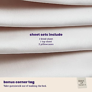Sheets & Giggles 100% Eucalyptus Lyocell Sheet Set - All-Season, Responsibly Made, Naturally Cooling, Super Soft, Moisture-WicQueen, Temperature Balancing, Vegan – Queen, Pearl