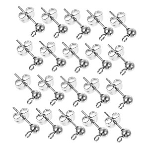 TEHAUX DIY Earrings Set 40pcs Round Bead Ear Studs Stainless Steel Jewelry Pierced Earing Studs for Women Men