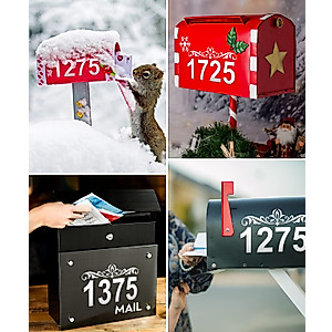 Mailbox Numbers, Reflective Mailbox Numbers for Outside (6 Sets), Waterproof House Numbers for Mailbox, White Number Mailbox Stickers Self-Adhesive for Signs, Home, Door, Window, Address Number (0-9)