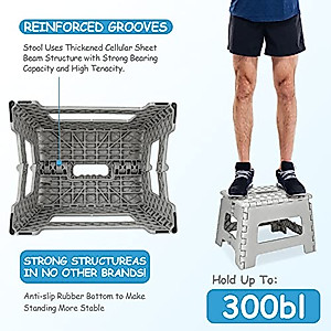 Step Stool Folding Step Stool | Lightweight & Sturdy Stepping Stool for Adults and Teens | Convenient One-Hand Operation Stool with Anti-Slip Surface & Rubber Feet, by Simplized