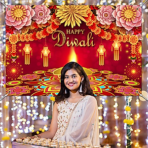 Diwali Backdrop, Happy Diwali Banner Festival of Lights Diwali Decorations Backdrop Diwali Banner of India Light Festival Diwali Celebration Party Supplies Diwali Decorations for Home
