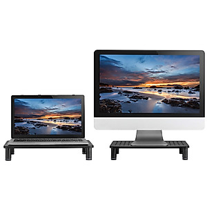 Husky Mounts Monitor Riser Laptop Stand, Adjustable Legs, Stackable, 14.5" x 9.25" x 3.25" Max Height, Matte Black Steel, 1 Stand
