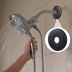 Isslly 4 Pack Large Shower Arm Flange, 3.15 inch Round Replacement Escutcheon Plate, Stainless Steel Shower Pipe Cover Plate for Shower Head Arms (Inner Dia: 0.92 in) - Black