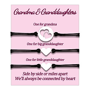 Cueemoff 2 Granddaughter Matching Bracelets Gifts from Grandma Grandmother Nana Granny Gigi Jewelry Set for 3