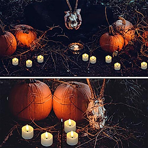 PChero 12pcs Battery Tea Lights, 3D Realistic Black Wick with 6H Timer, LED Flameless Tealights Unscented Votive Candles for Wedding Table Centerpieces, Mood Lighting and Home Decor