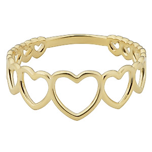 Kooljewelry 14k Yellow Gold Graduated Hearts Ring (size 7)