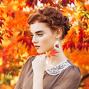 16 Pairs Fall Faux Leather Teardrop Earrings Plaid Pumpkin Sunflower Maple Leaves Autumn Jewelry Thanksgiving Accessory for Women