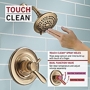Delta Faucet Lahara 17 Series Dual-Function Tub and Shower Trim Kit with 5-Spray Touch-Clean Shower Head, Champagne Bronze T17438-CZ (Valve Not Included)