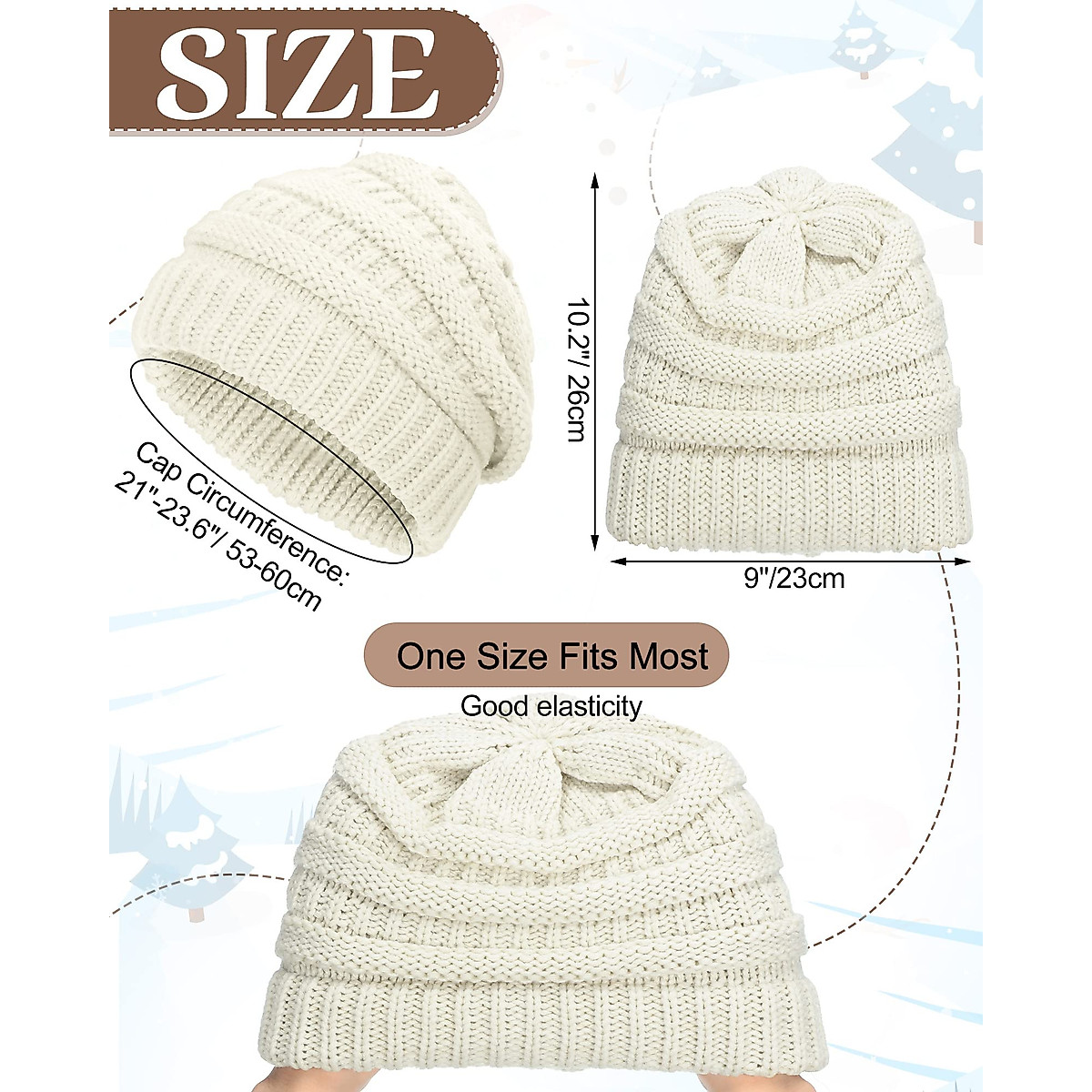 Foaincore 9 Pieces Slouchy Winter Hats for Women Knit Beanie Hats Warm Skull Caps Thick Winter Beanies