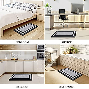 Mattitude Cushioned Kitchen mats,17.3"x 28",Non-Skid Waterproof Kitchen Rugs Ergonomic Comfort Standing Mat for Kitchen, Floor Home, Office, Laundry, Black