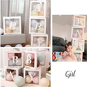 VOVOV Baby Clear Boxes with Letters for Gender Reveal Decorations Transparent Baby Blocks Baby Shower Favor Box Decorations