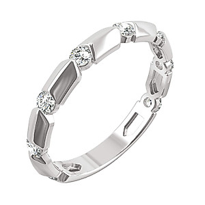 14K White Gold Moissanite by Charles & Colvard 2.5mm Round Fashion Ring-size 6 0.48cttw DEW