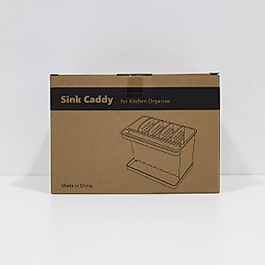 YOHOM Kitchen Sink Caddy Sponge Holder Organizer Brush Holder 2-in-1 Sinkware Caddy with Sink Drain Tray for Kitchen Dish Sponge Holder with 4 Adjustable Divider