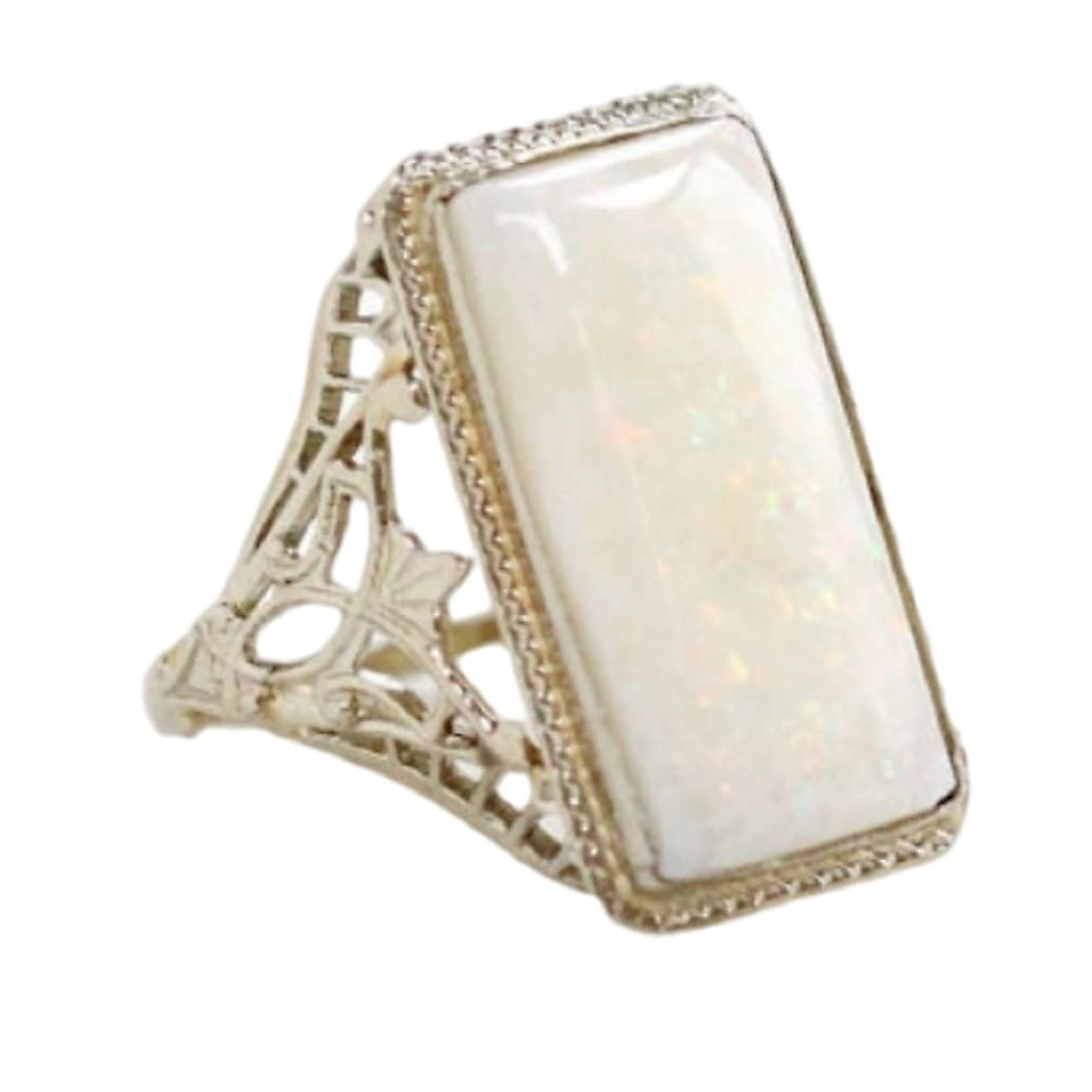 HUKQBUNX Fashion Retro Women 925 Sterling Silver Cut Opal Cubic Zircon Inlaid Carat Engagement Ring Diamond Princess Diamond Wedding Engagement Ring Size 6-10 (Size 7)