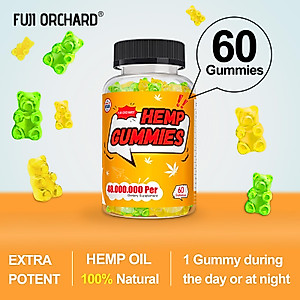 FUJI ORCHARD 48000mg Hemp Gummies High Potency - Hemp Gummies for Deep Bedtimes & Relaxation - Natural Hemp Oil Gummy for Adults - Made in USA - Gluten Free & Vegan - 60 Count