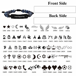 2 Pieces Handmade Custom Name ID Bracelet for Men Women, Weathered Agate Stone Bracelet Personalized Black Stainless Steel Identity Bracelet Y1435