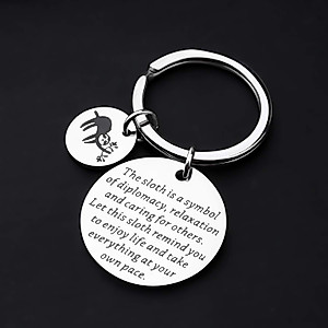 ENSIANTH Sloth Keychain Sloth Lover Gift Inspirational Sloth Gifts for Friends Animal Lover Gift (Sloth Keychain)