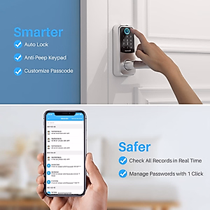 Fingerprint Door Locks with Handle, Hornbill Smart Keyless Entry Locks with Touchscreen Keypad,Bluetooth Front Door Lock, Electronic Digital Deadbolt with Reversible Handle, Free App, Fobs, Code