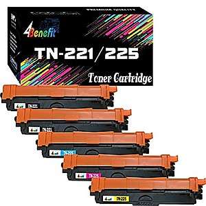 FVLFIL XPIWHTOW 4Benefit (5-Pack) Compatible for TN225 TN221 Toner Cartridge TN221/225 2B/C/Y/M (High Yield) for Use in HL-3140CW HL-3170CDW HL-3180 MFC-9130CW MFC-9330CDW MFC-9340CDW Laser Printers