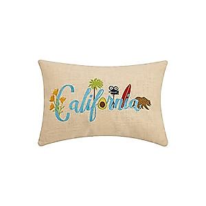 California Icons Embroidered Throw Pillow