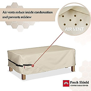 Porch Shield Patio Coffee Table Cover - Waterproof 600D Outdoor Furniture Rectangular Small Table Covers 40 x 22 inch, Beige