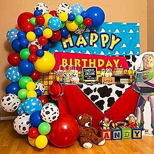 100pcs, EASY DIY – Toy Story Balloons Garland Kit & Arch for Toy Story Birthday Party and Baby Shower Decorations – Toy Story Balloons with Cow and Cloud Pattern for Toy Story Party Décor & Theme