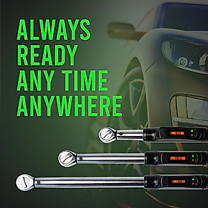 eTORK - Click-Style Torque Wrench | 3/8 Torque Wrench | 100 lbs Torque Wrench | Auto Torque Wrench | Electronic Scale Torque Wrench 3/8 Drive | Range: 10-100 ft.-lb./13.6-135.6 N.m