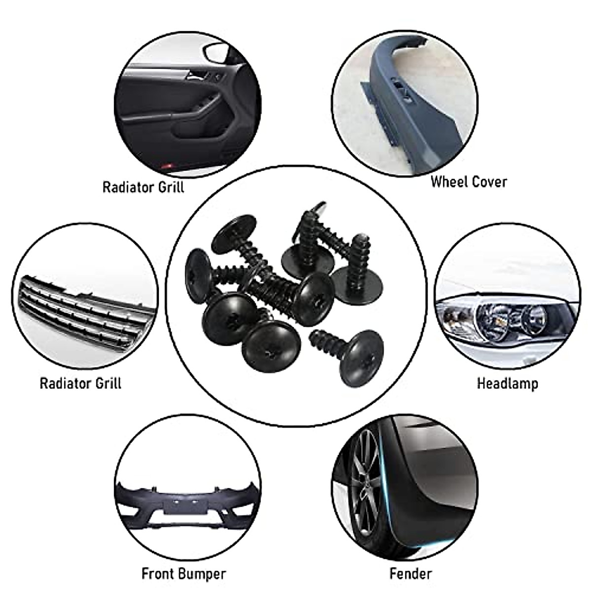 10pcs Screw Bolt Retainer Fender Liner Under Cover - Screw Truss Head Bumper Splash Guard Fender Liner Splash Shield Bumper Cover Self Tapping Compatible with N90974701 Volkswagon,Audi,Porsche