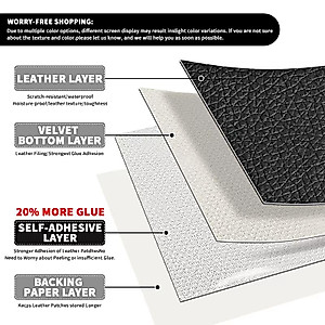 YRTVNOO Premium Self-Adhesive Leather Repair Patch - 35x79 Inches, Waterproof & Durable Leather Repair Tape - Ideal for Furniture, Car Seats, Sofas, Chair - DIY Vinyl Leather Patches Kit, Black