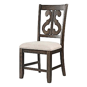 Picket House Stanford Wooden Swirl Back Side Chair Set Transitional/Smokey Walnut/20/42